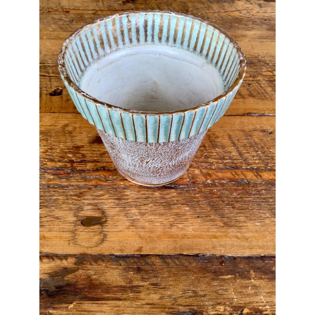 Vintage Stangl Cachepot in Turquoise and Antique Gold | Chairish