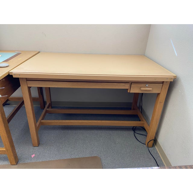1980s Vintage Hamilton Oak Drafting Table | Chairish