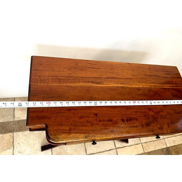 1970s Vintage Sofa Console Table Double Lyre Pedestal Two Drawers Small ...