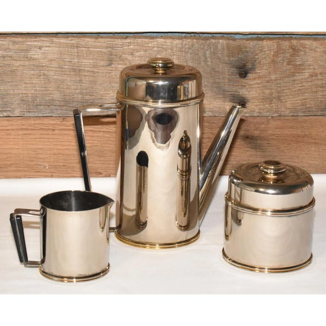 Antique Stainless Coffee Set With Silverplate Tray Coffee Pot Lidded Sugar Bowl & Creamer Set- 3 ...