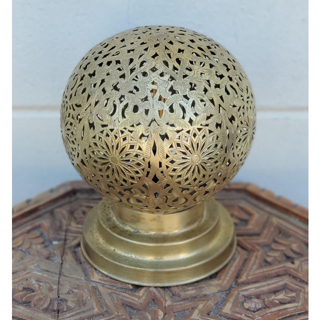 Contemporary Ball Shape Moroccan Copper Table Lamp in Brass Finish ...