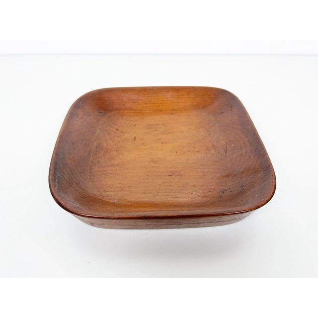 Primitive Wooden Square Bowl | Chairish