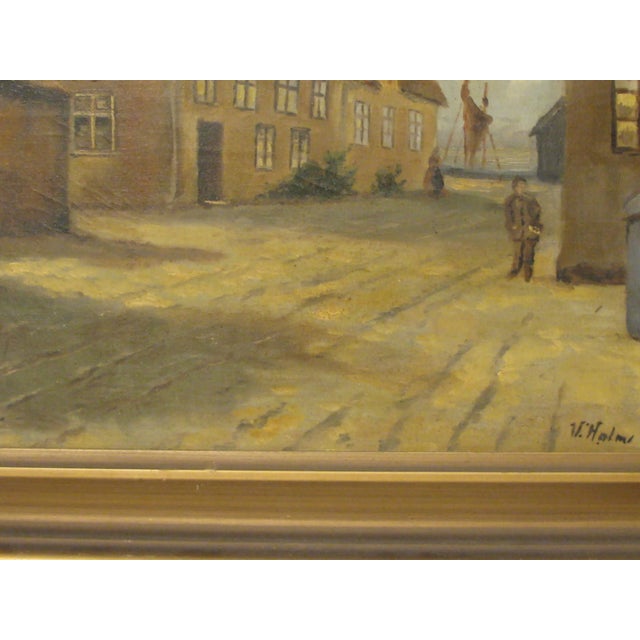 Early 20th Century Old Copenhagen, Oil Painting by v. Holm, Framed ...