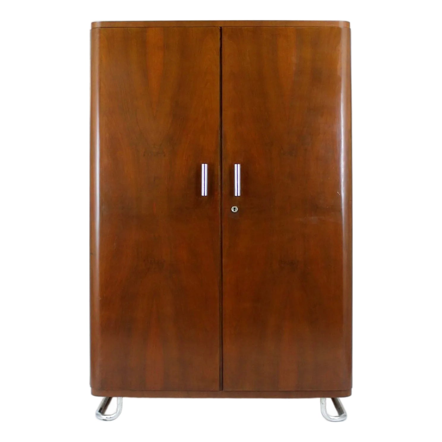 Bauhaus Chromed and Tubular Steel Wardrobe from Hynek Gottwald, 1940s ...