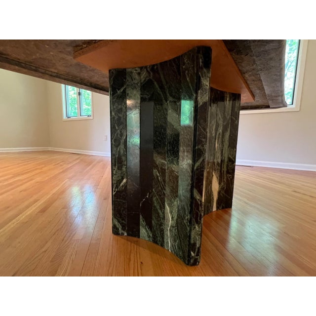 1970 Green Marble Stone Dining Table, Made in Italy | Chairish