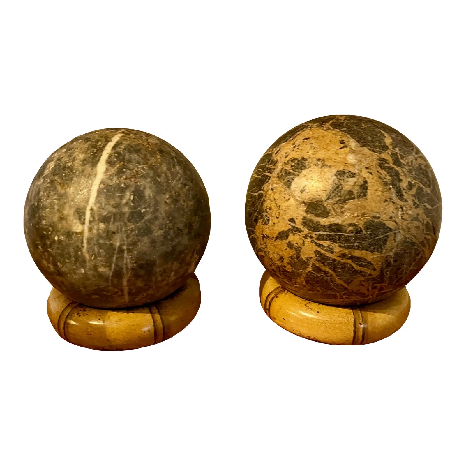 Antique 19th Century French Grand Tour Carved Hard Stone Marble Spheres ...