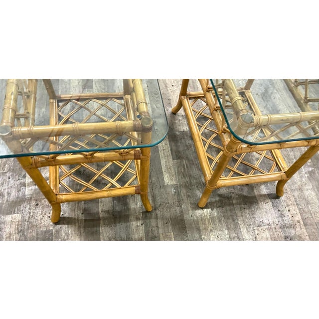Vintage Clark Casual Furniture MCM Style Rattan and Glass Side End ...