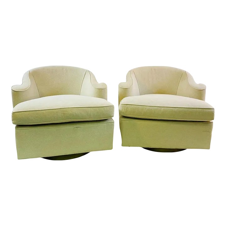 1980s Swivel Chairs in the Manner of Dunbar - A Pair | Chairish