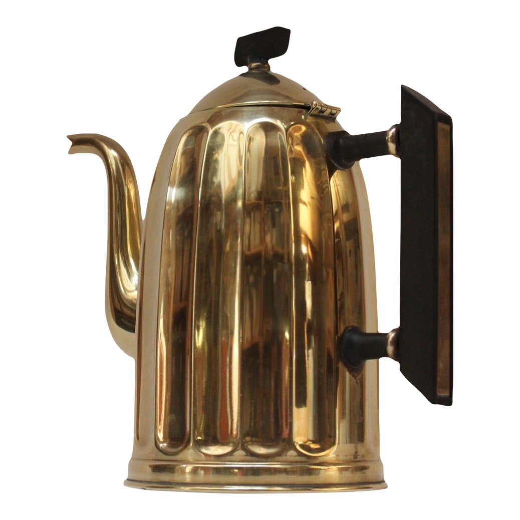 Belgian Art Deco Brass and Bakelite Fluted Teapot / Coffee Pot by ...
