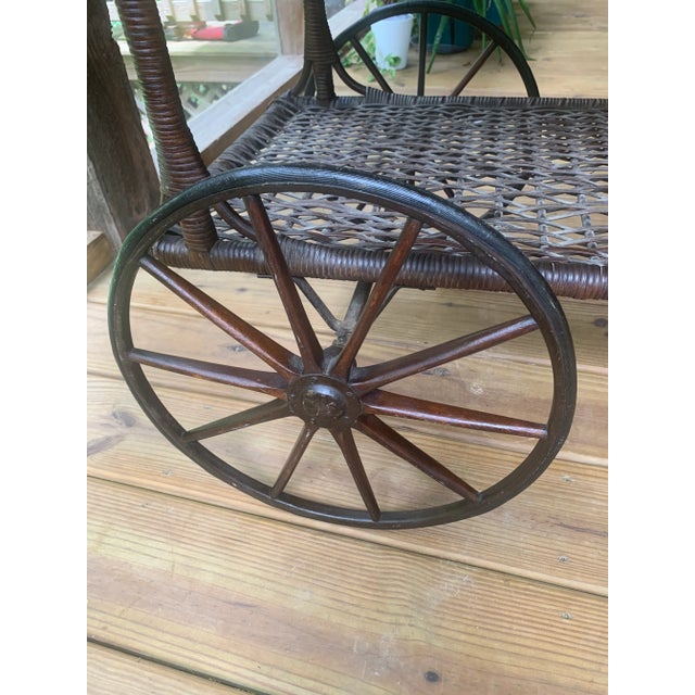 Victorian Wicker Tea Trolley Attributed to Heywood-Wakefield | Chairish