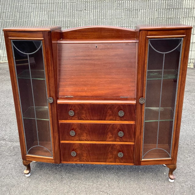 1930s Vintage Art Deco Double Curio Desk | Chairish