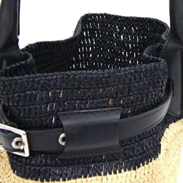 Celine Handbag Big Bag Nano Bucket 187242 Black Beige Raffia Leather ...