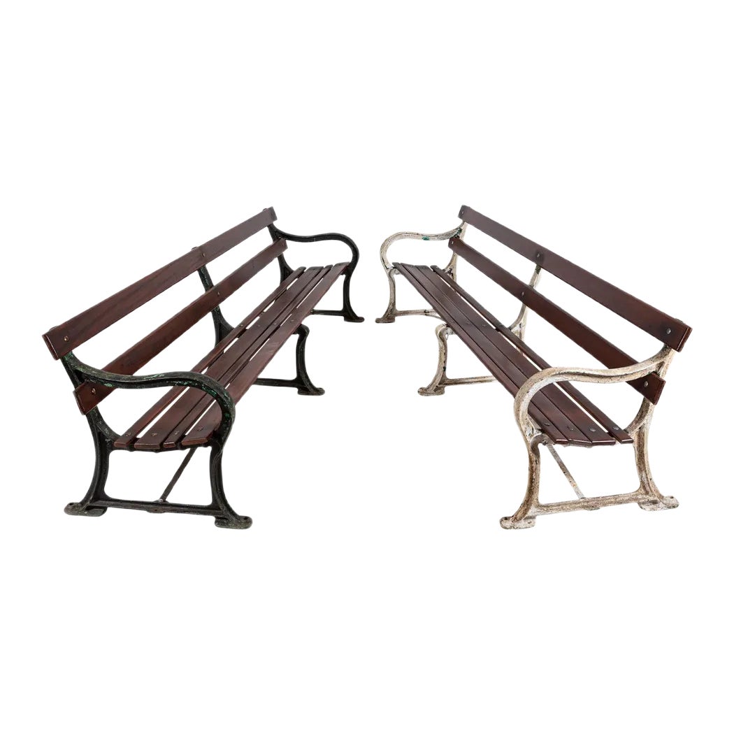 Set of English Cast Iron Benches, 19th Century | Chairish