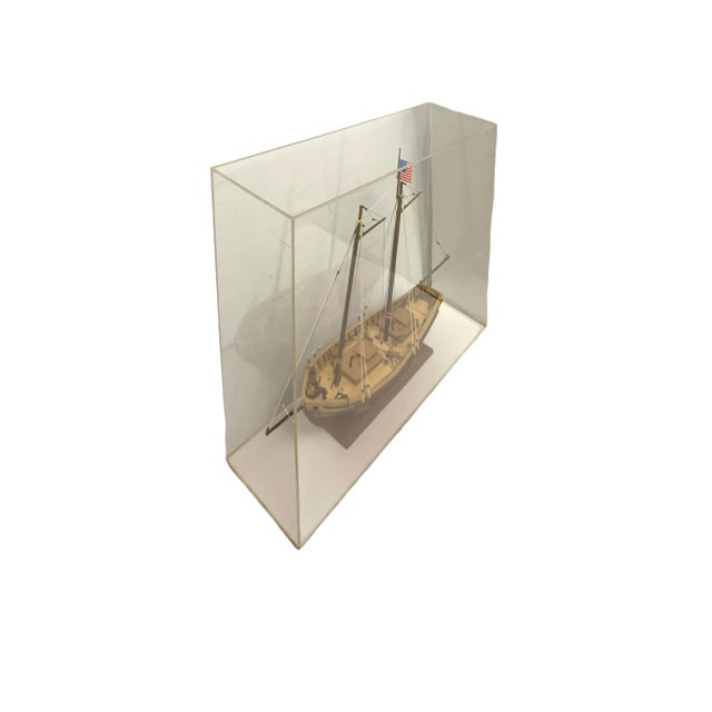 Vintage Model Ship in Acrylic Case for Nautical Decor | Chairish
