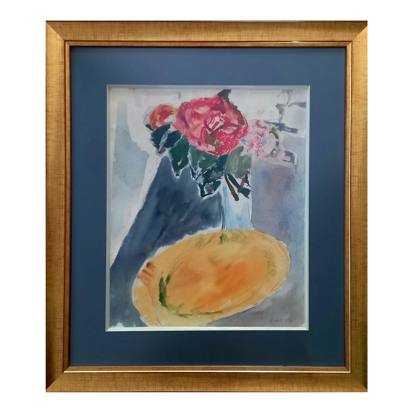 Framed Collector French Original Watercolor by Pierre Courtin | Chairish