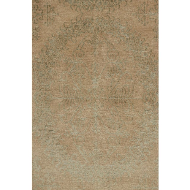 Rug & Kilim’s European Rug in Beige-Brown and Green Medallion Pattern ...
