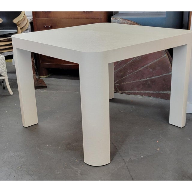 Cream Colored Grass Cloth Card Table | Chairish