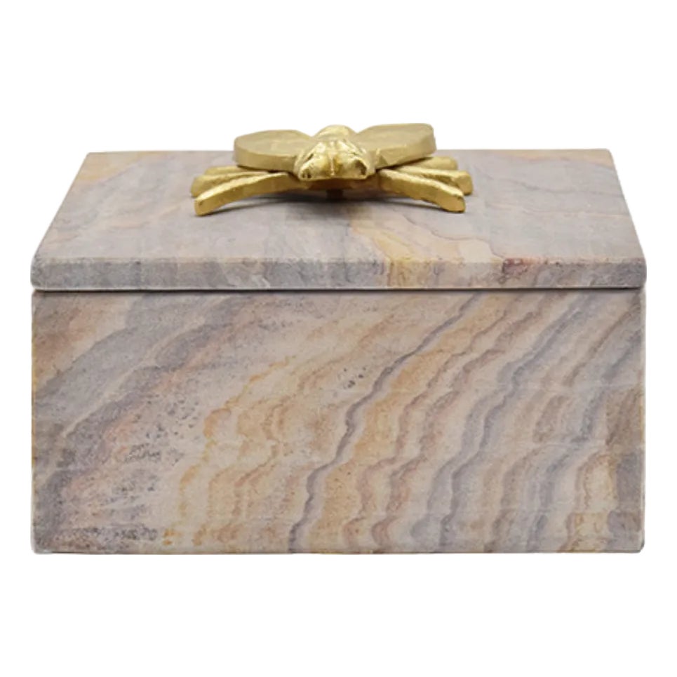 Matthew Izzo Home Bee Golden Brown Bidaser Box With Brass Bee Handle ...