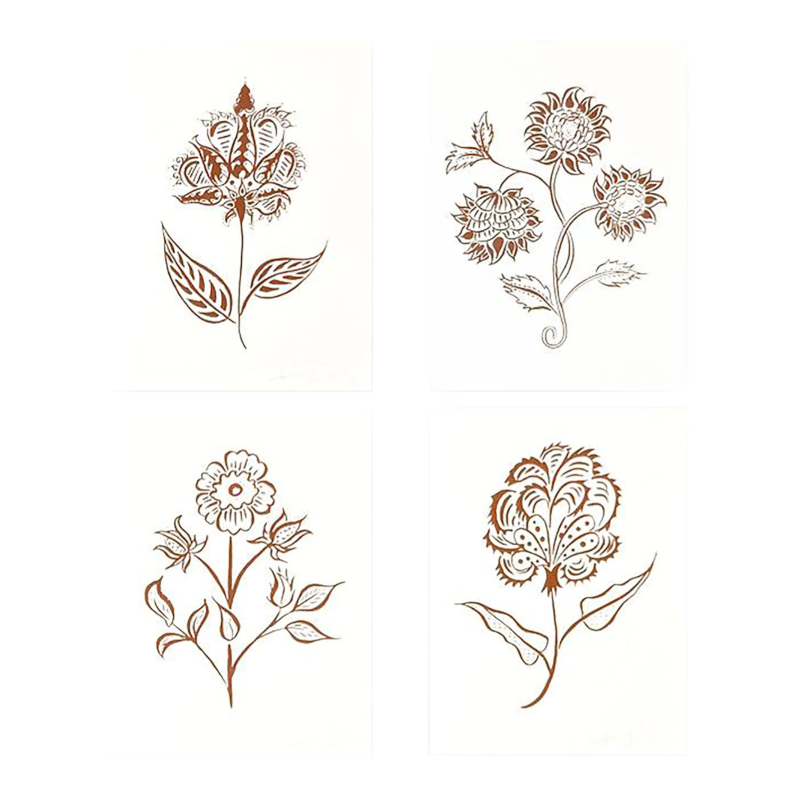 Brown Bengal Botanicals Set of 4 | Chairish