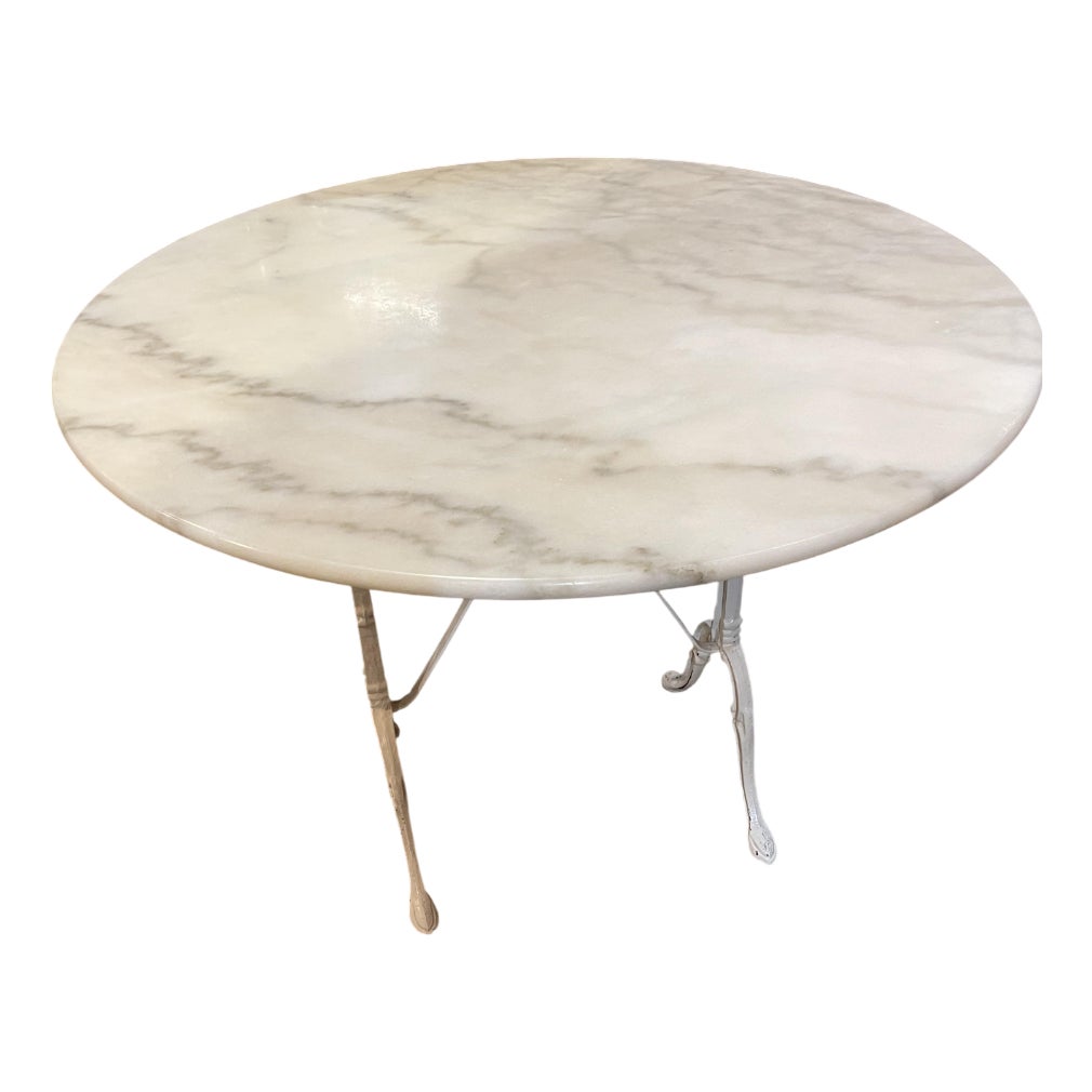 Round Marble and Cast Iron Table, 1950s | Chairish