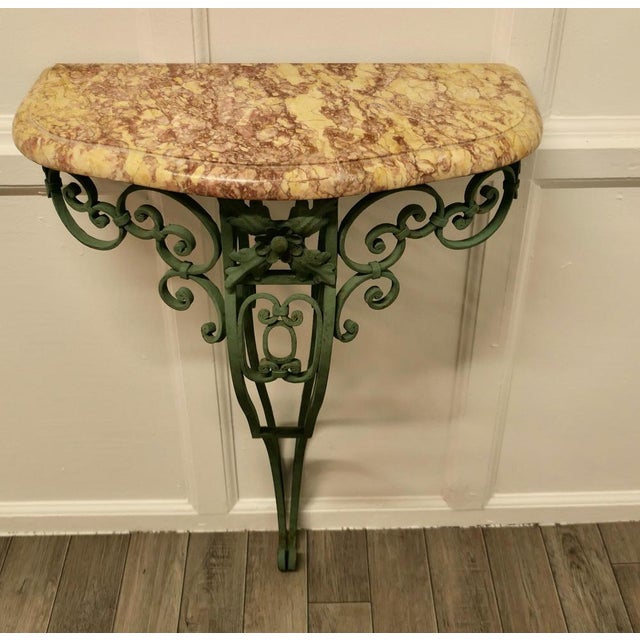 French Wrought Iron & Marble Console or Hall Table, 1880s | Chairish