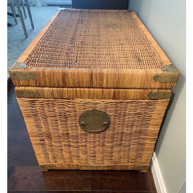 Mid 20th Century Woven Wicker Storage Trunk | Chairish