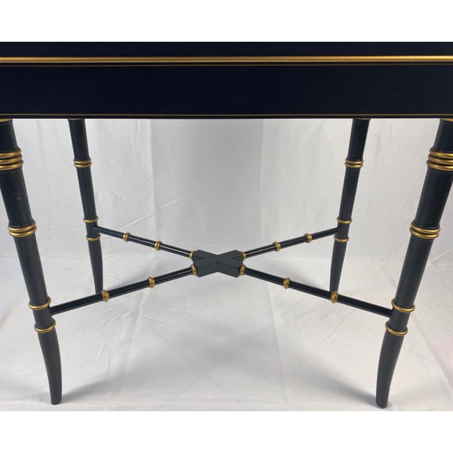 Black and Gold Wooden Tray Table Bamboo Style Legs | Chairish