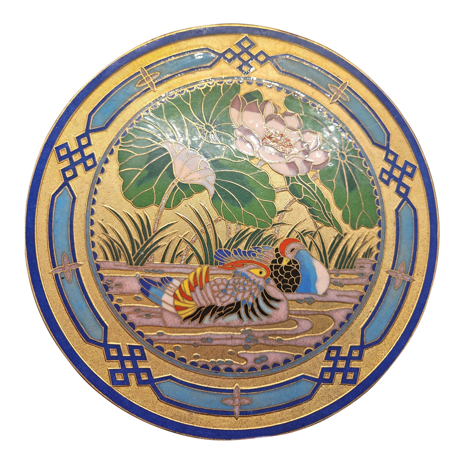 Vintage Enameled Brass Cloisonné Ducks Plate Fidelity by Mou-Sien Tseng ...