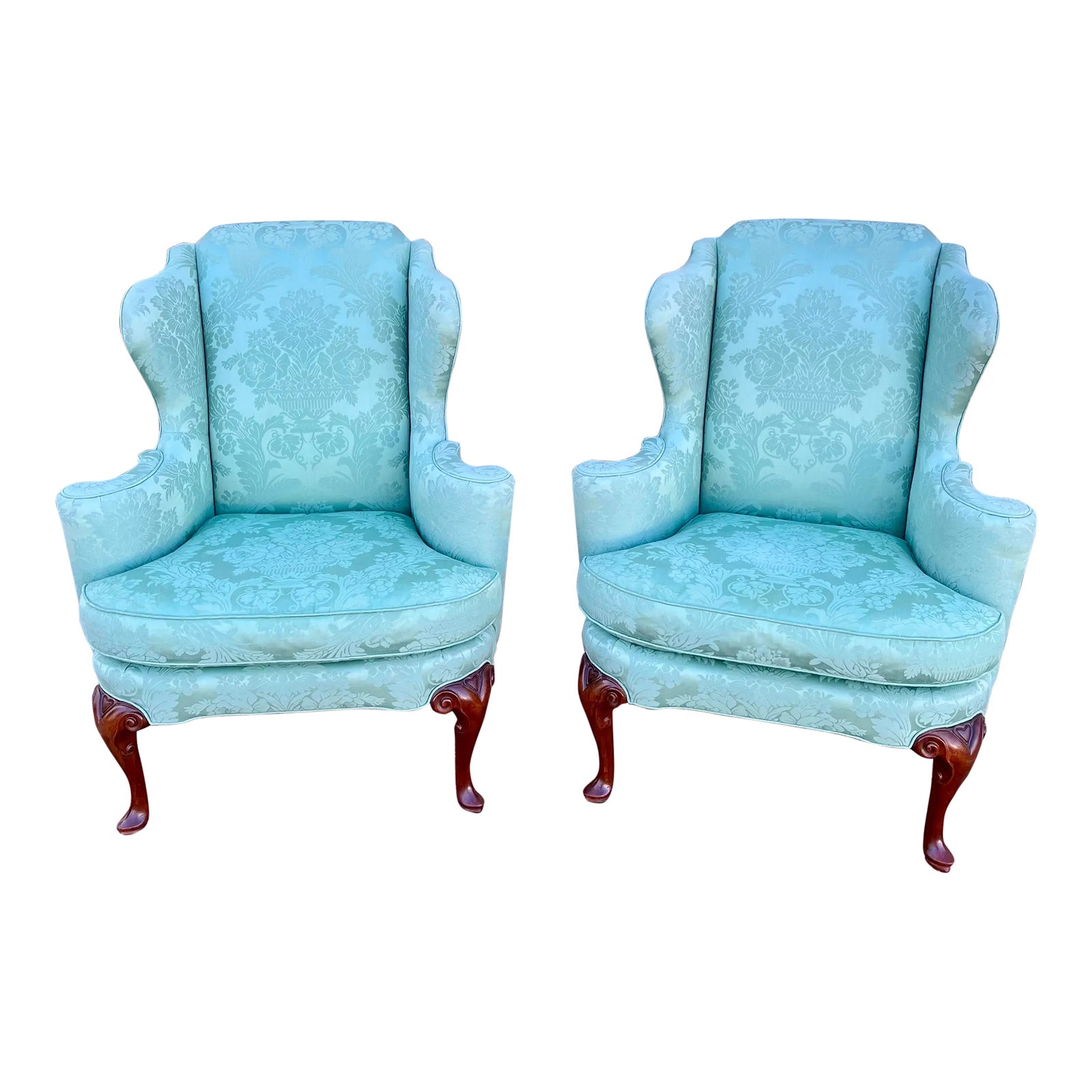 Late 20th Century Baker Historic Charleston Wingback Chairs - Set of 2 ...