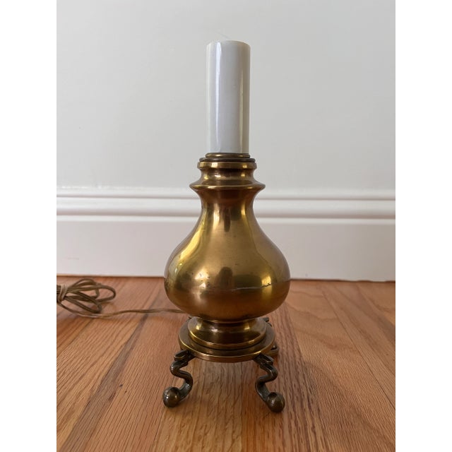 Vintage Brass Footed Table Lamp | Chairish
