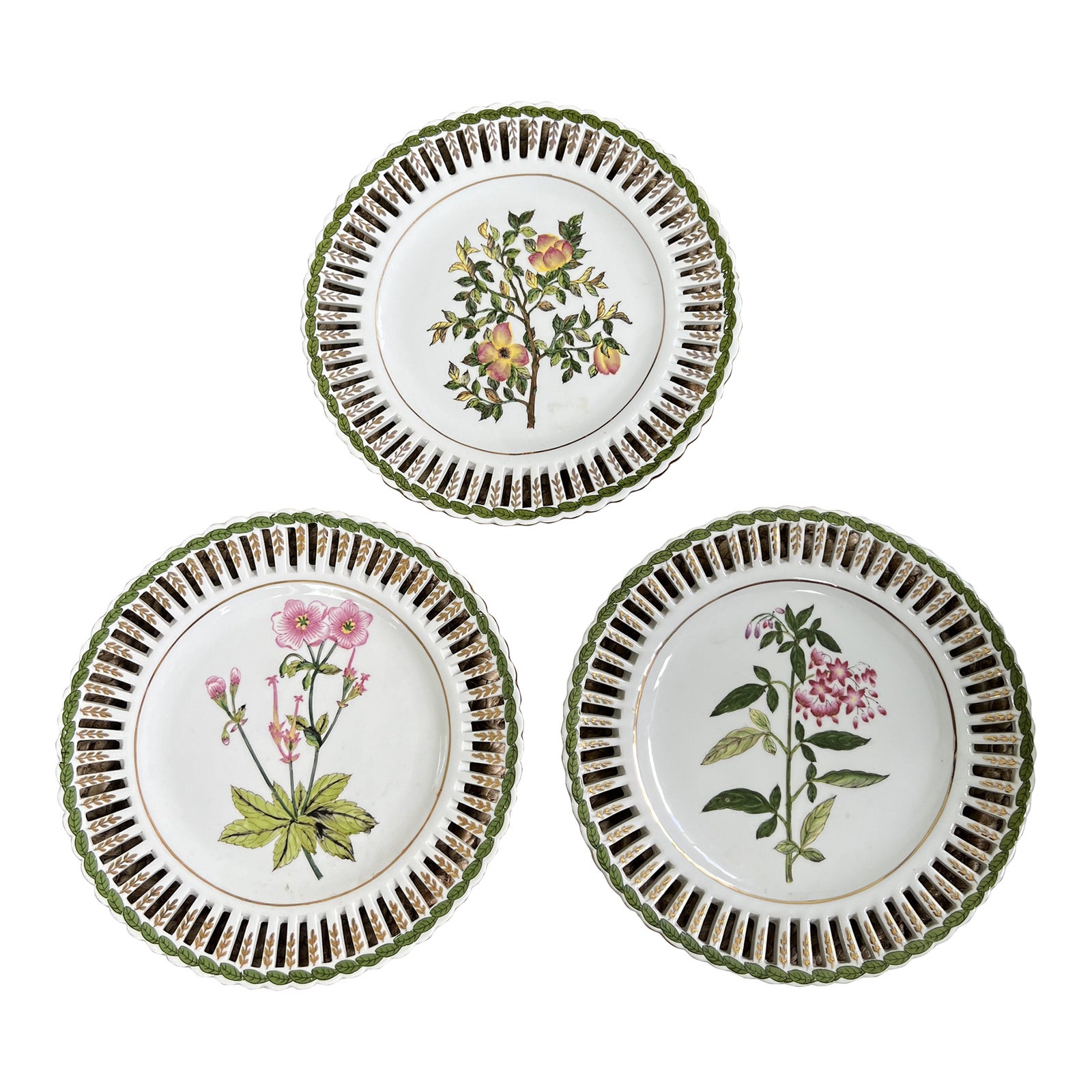Set of 3 Pierced Botanical Plates | Chairish