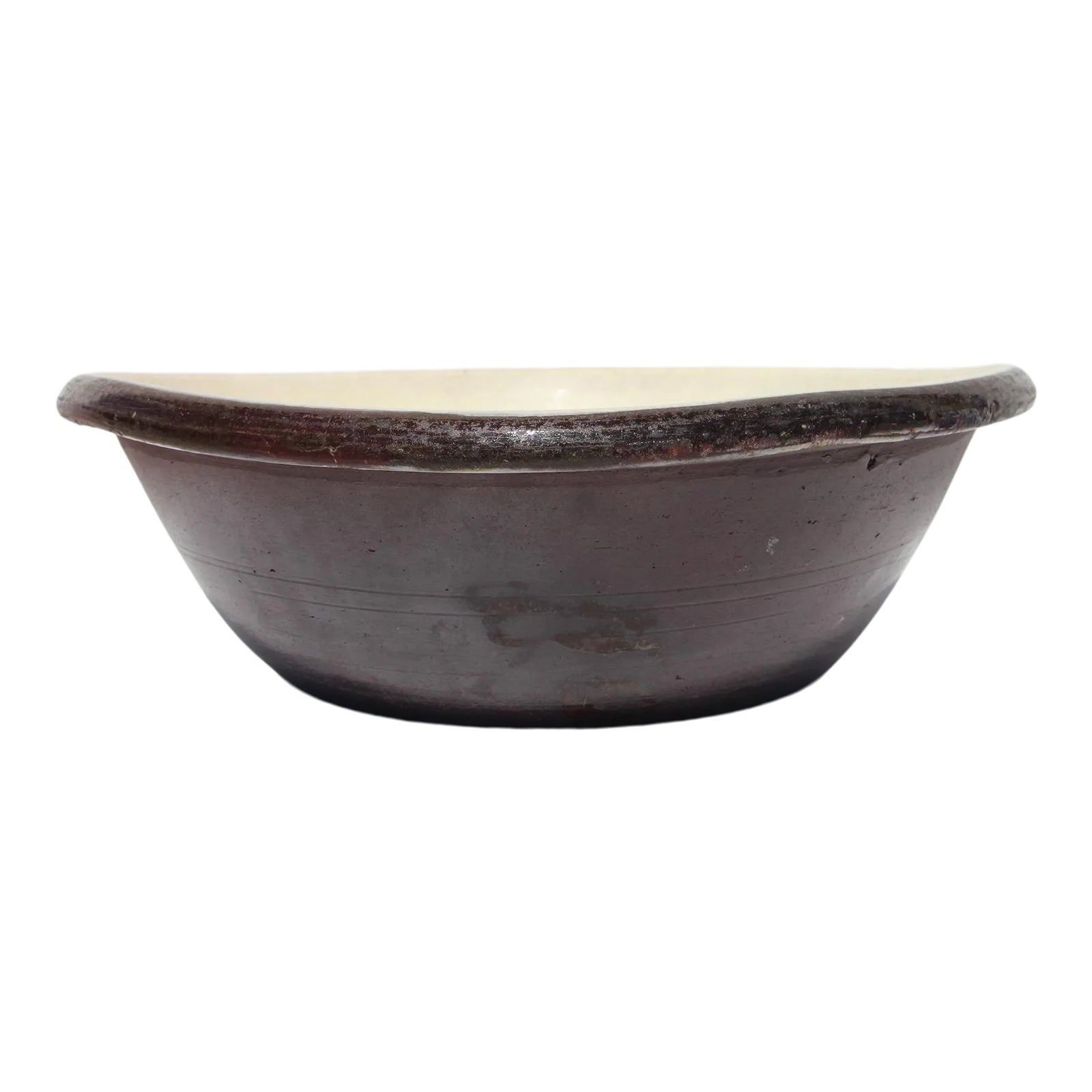 19th Century Antique English Country Pottery Buckley Dairy Bowl | Chairish