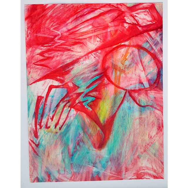 Signed 1990's Abstract "City Baby" Oil Painting Pastel Drawing Diptych ...