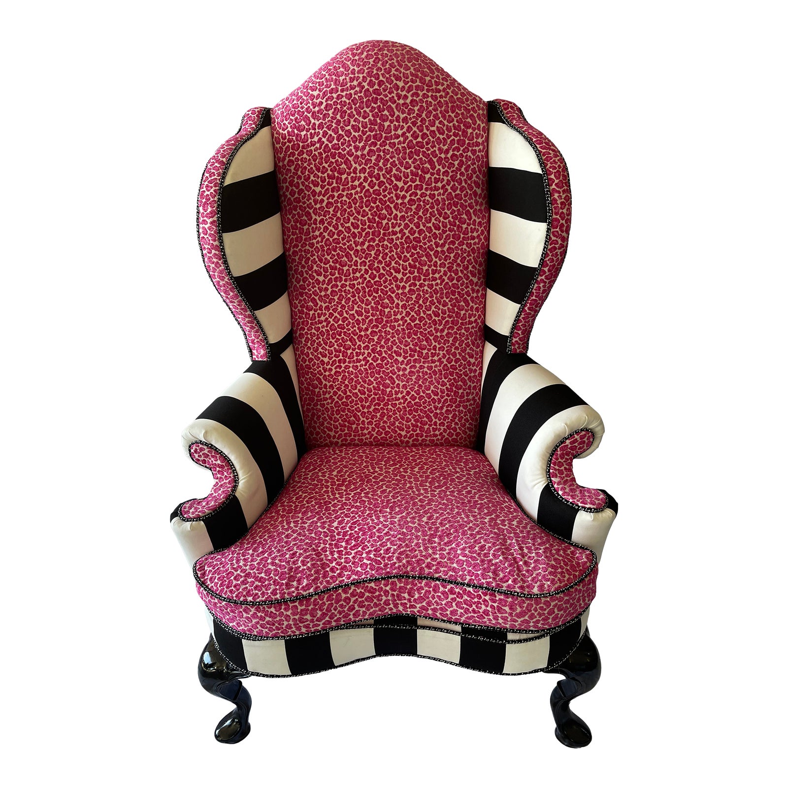 Late 20th Century Patchwork Upholstered Wingback Chair | Chairish