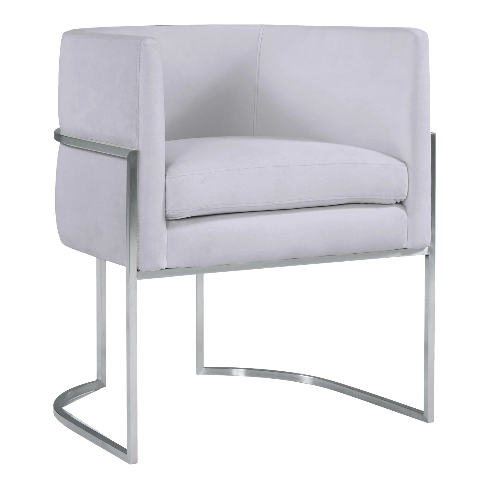 Giselle Grey Velvet Dining Chair with Silver Frame | Chairish