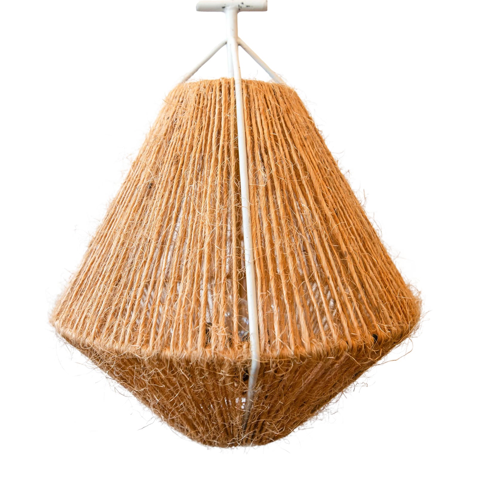Prism Semi Flush Hanging Light Fixture, Hand Made Jute Rope and Iron ...