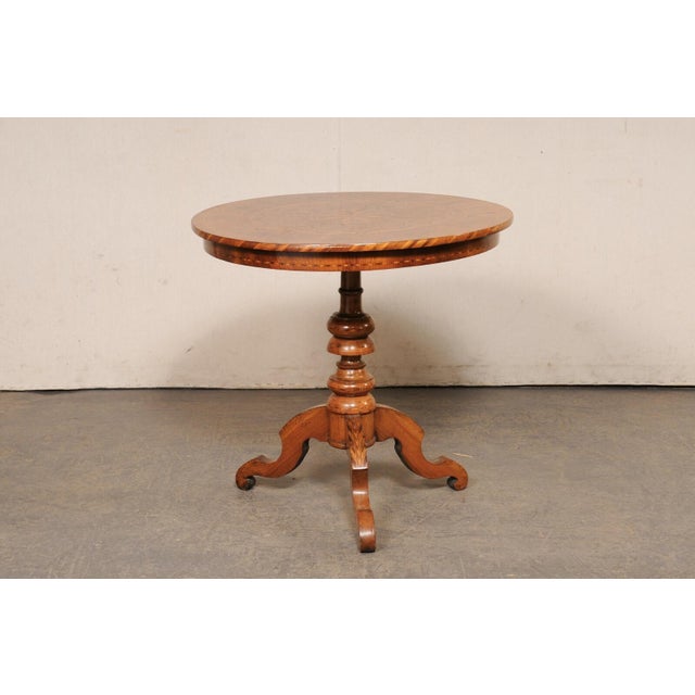 Italian Round Marquetry Top Pedestal Table | Chairish