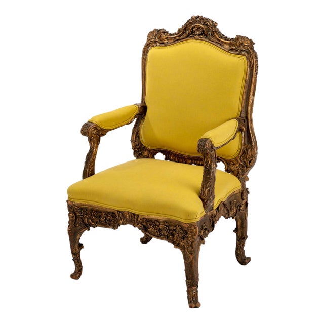 Italian Rococo Chair in Yellow | Chairish