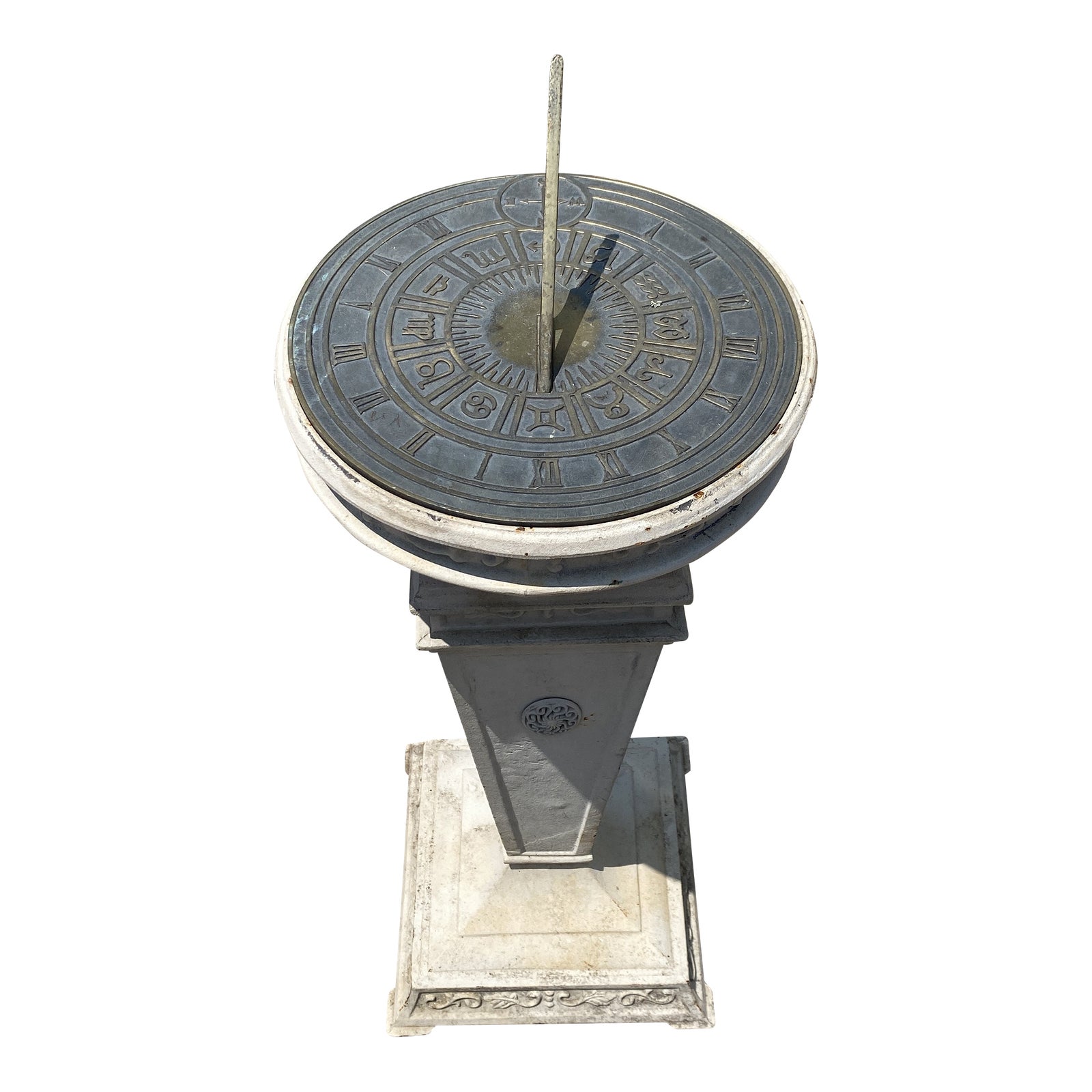 Antique French Cast Iron Sundial on Pedestal | Chairish