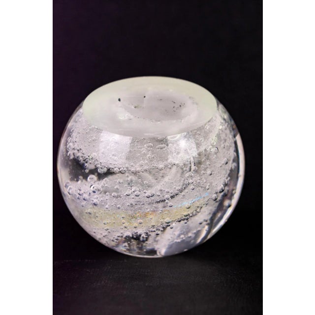 Handmade Vintage Mid 20th Century Clear Bubbly Glass Paperweight With ...