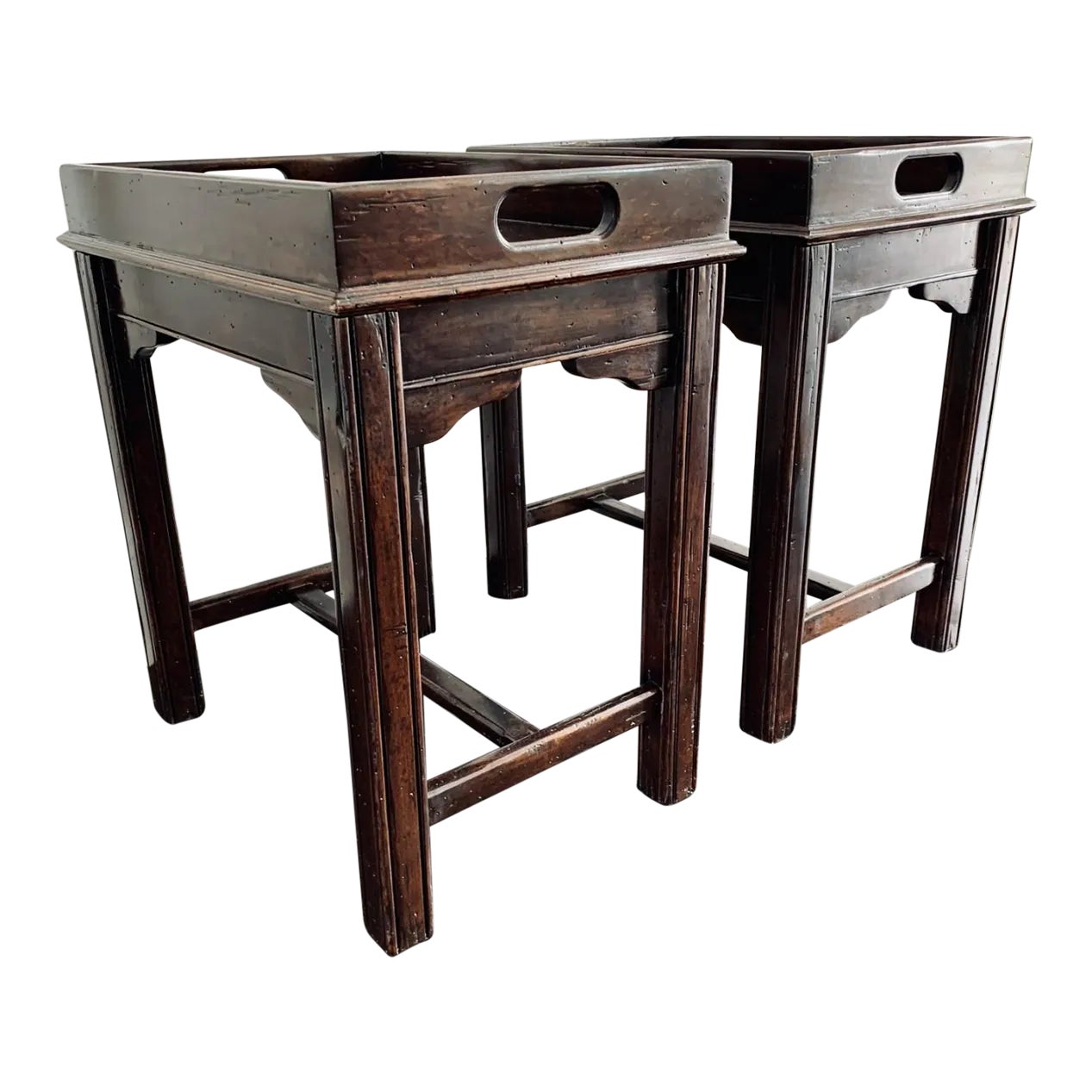 Bausman & Company English Country Side Tray Tables—A Pair | Chairish
