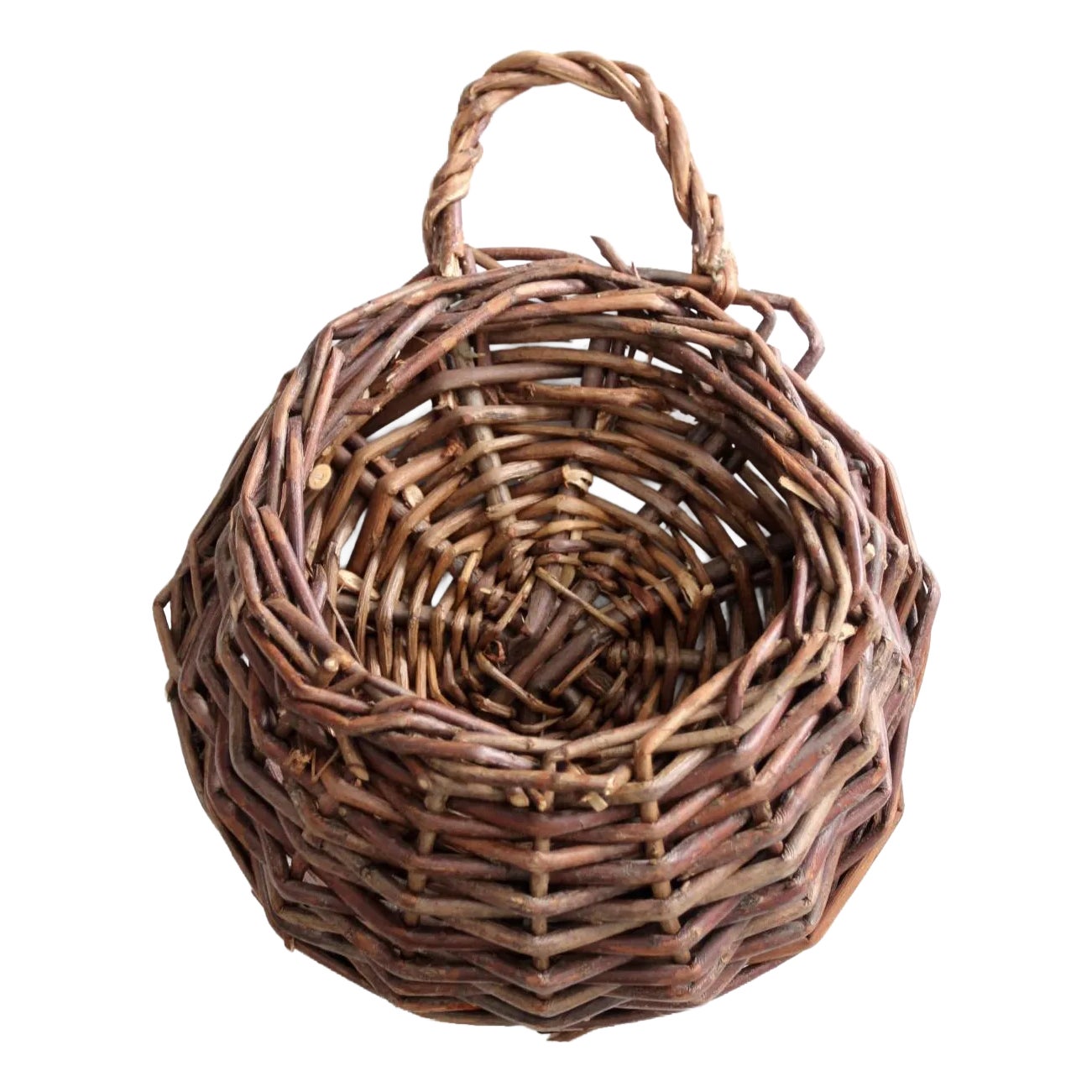 Vintage Rustic Wicker Wall Basket | Chairish