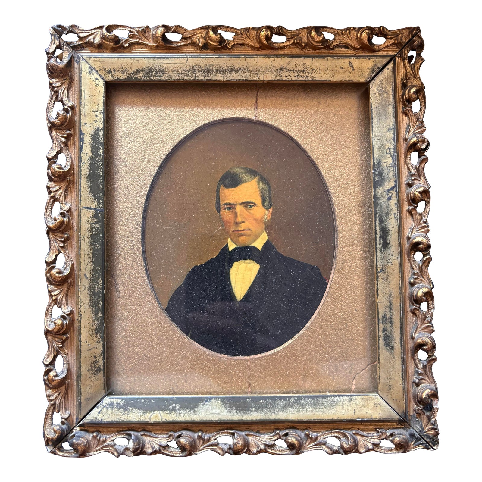19thc Portrait of Mayflower Descendent, Levi Hathaway Alden Framed Hand ...