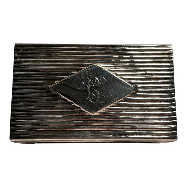 1970s Silverplate Large Matchbox Cover, Monogrammed C | Chairish