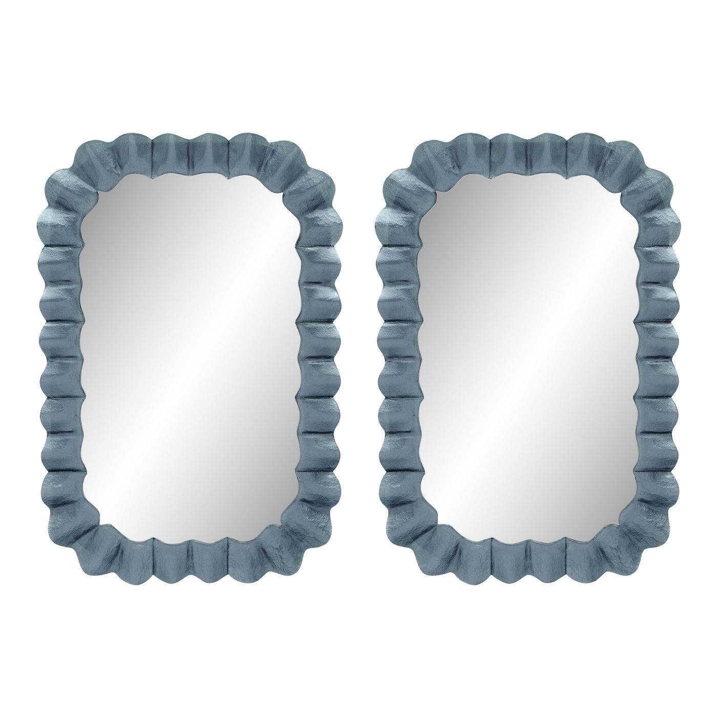 Murano Glass Blue “Denim" Mirrors - a Pair | Chairish