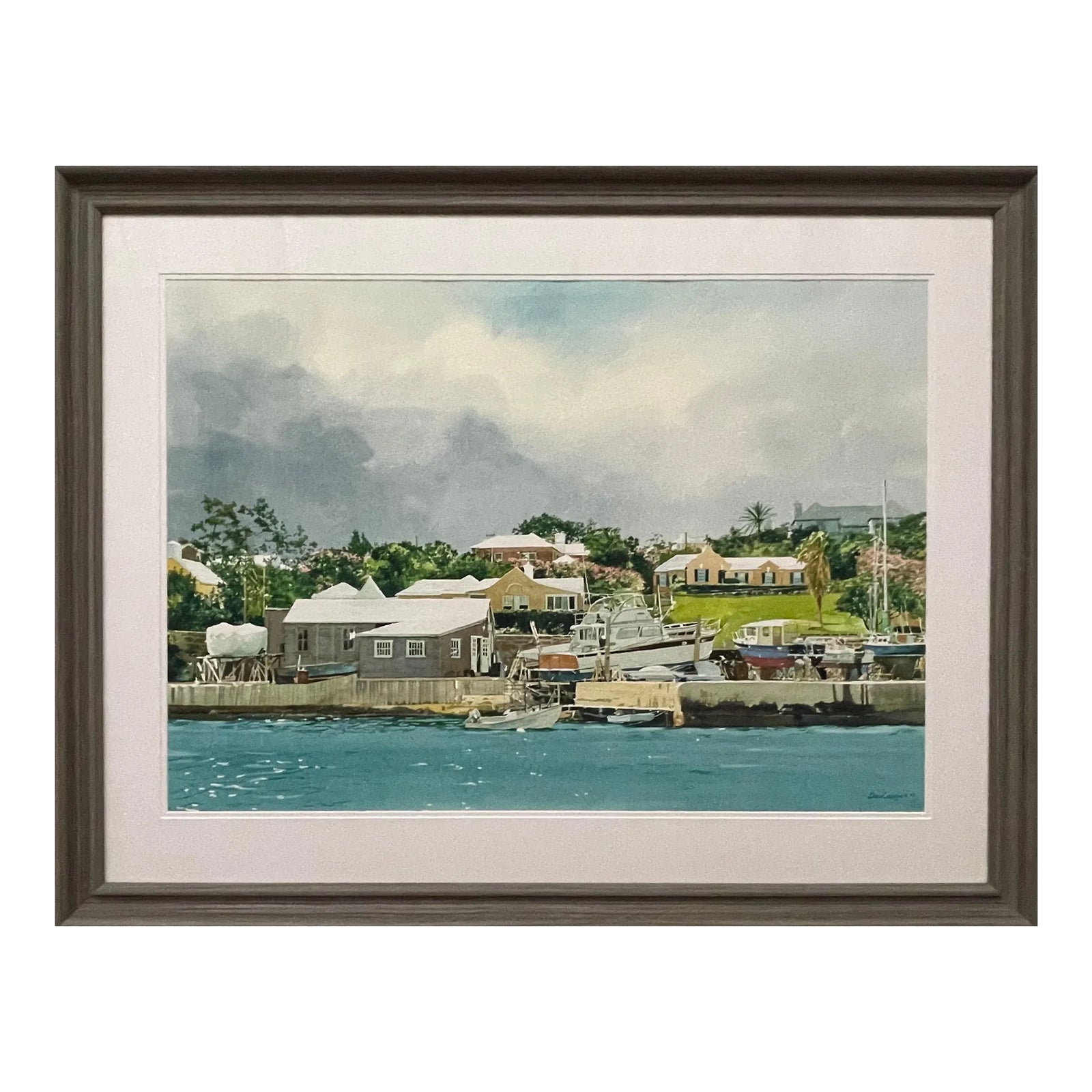 David Coolidge, Large Watercolour of Pleasure Boats Moored on the River ...