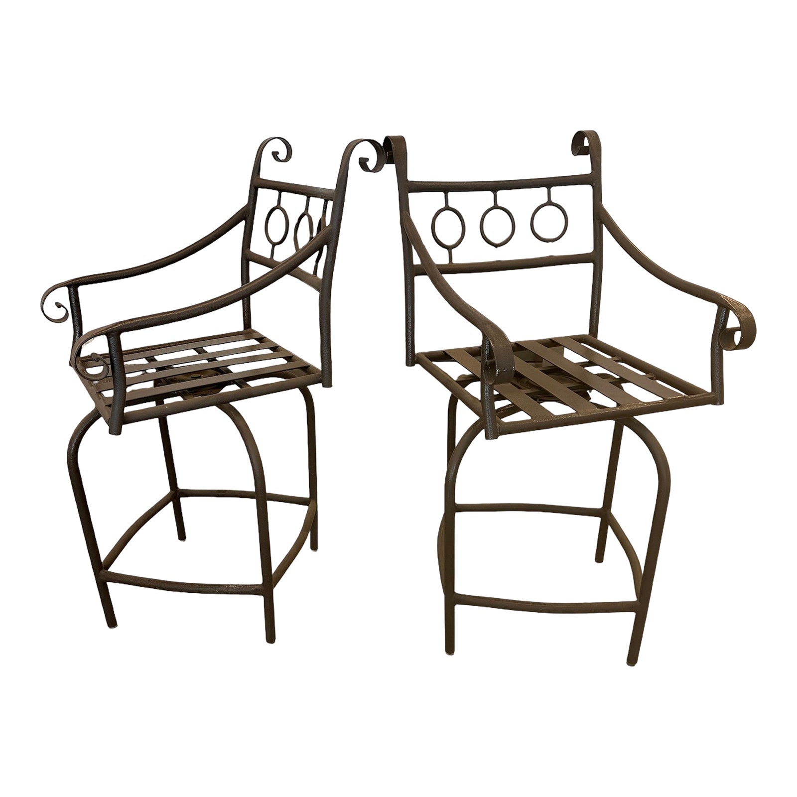 1990s Outdoor Metal Swivel Bar Stool Chairs - Set of 2 | Chairish