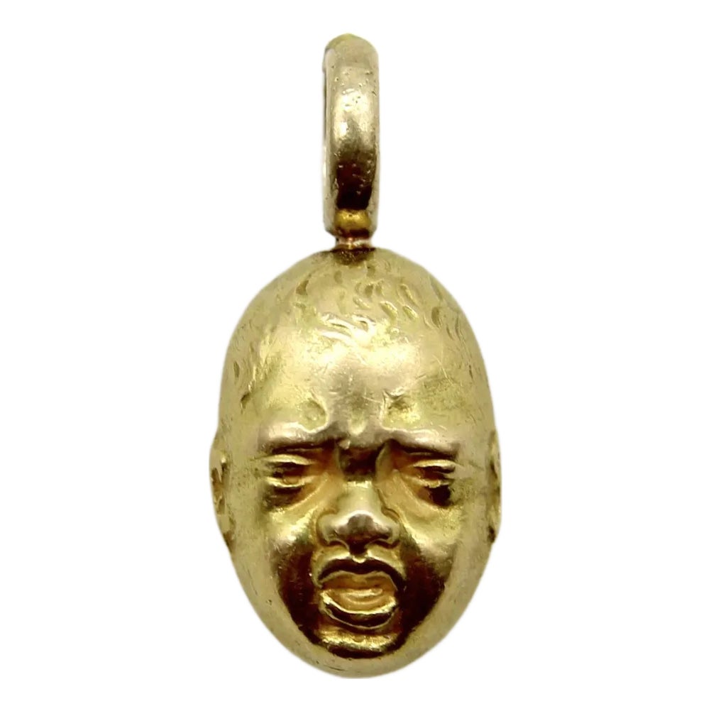 1970s 18k Gold Vintage Crying Baby Face Charm / Pendant | Chairish