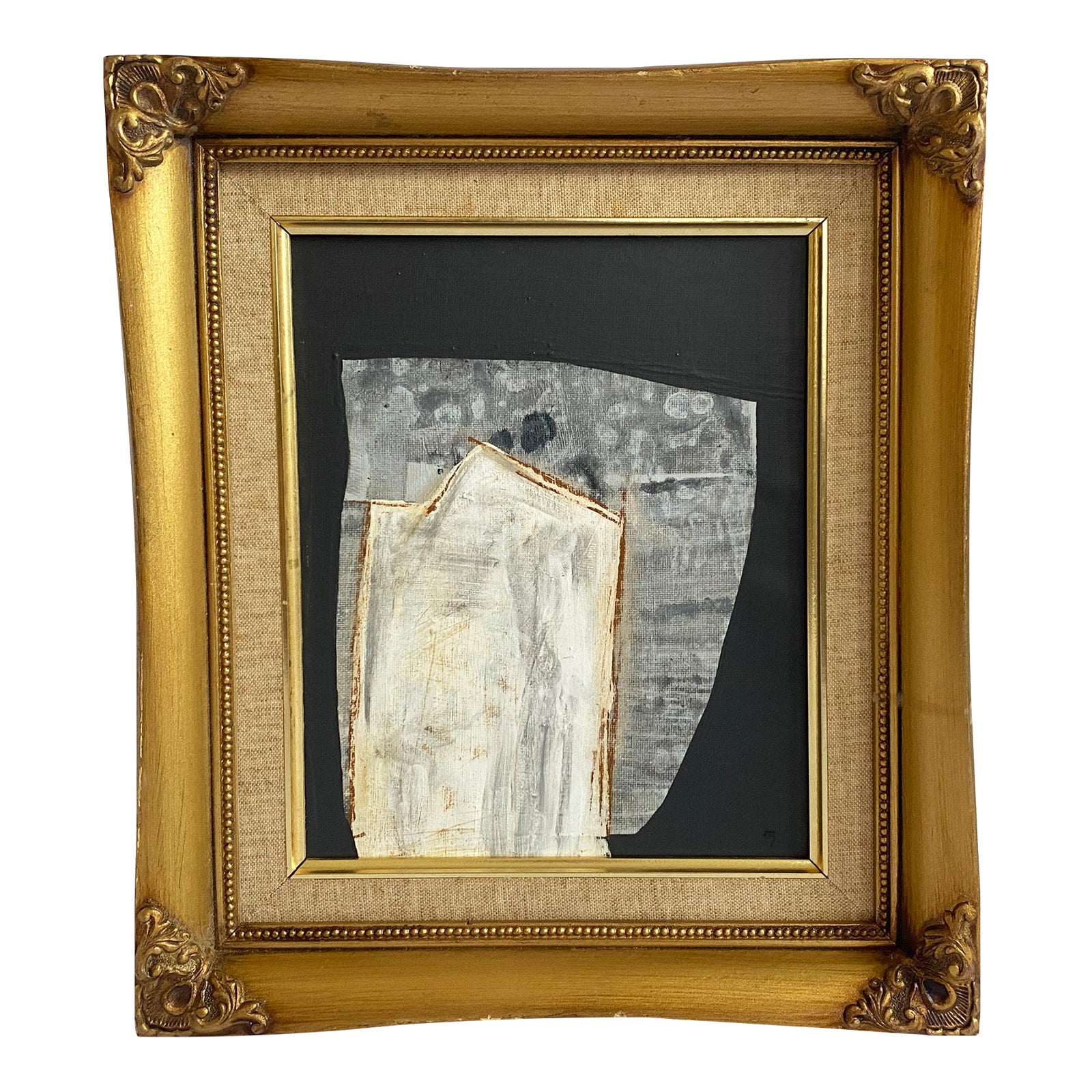 Black Contemporary Art Vintage Frame, Transitional Original Painting ...