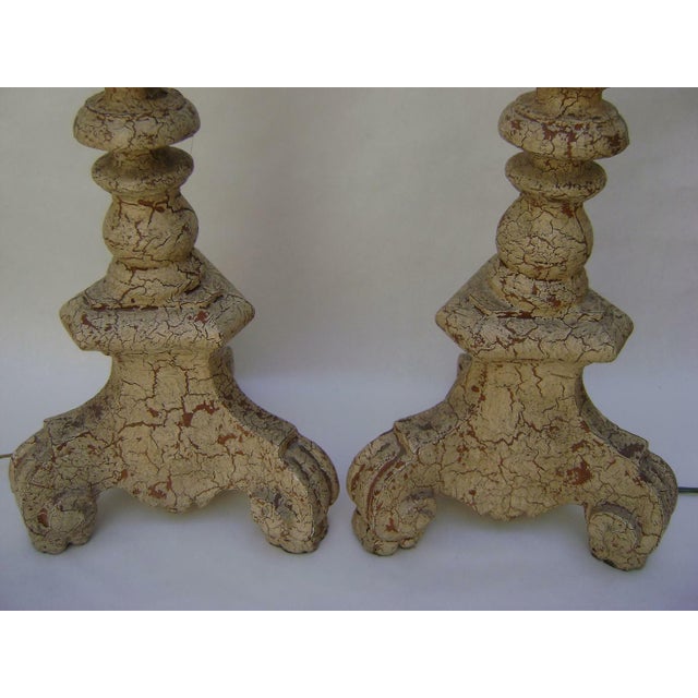 2010s Italian Spanish Dana Creath Pricket Candlestick Lamps - A Pair ...